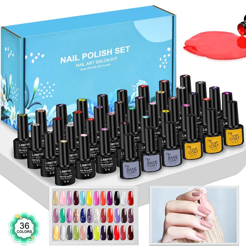42Pcs/Set Gel Nail Polish Kit Hybrid Varnish Set For Manicure Nails Art ...