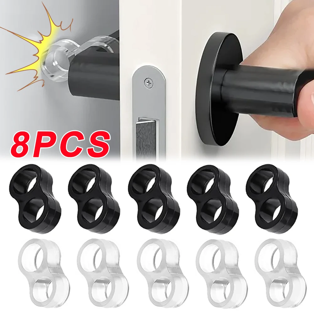8-1Pcs-Handles-Door-Stops-Transparent-Punch-free-Door-Handle-Buffer ...