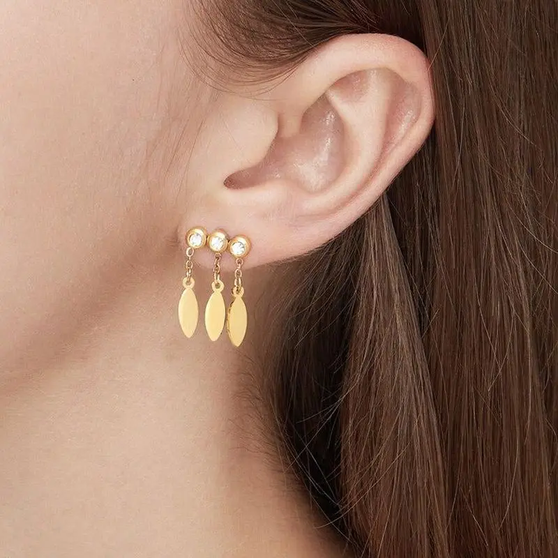 925-Sterling-Silver-Ear-Needle-Side-by-Side-Leaf-Shapes-Crystal-Drop ...