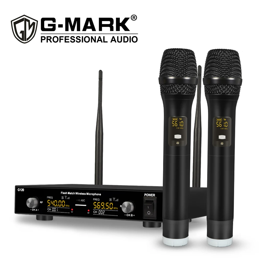 Professional-UHF-2-Channels-Wireless-Microphone-G-MARK-G120NEW-Karaoke ...