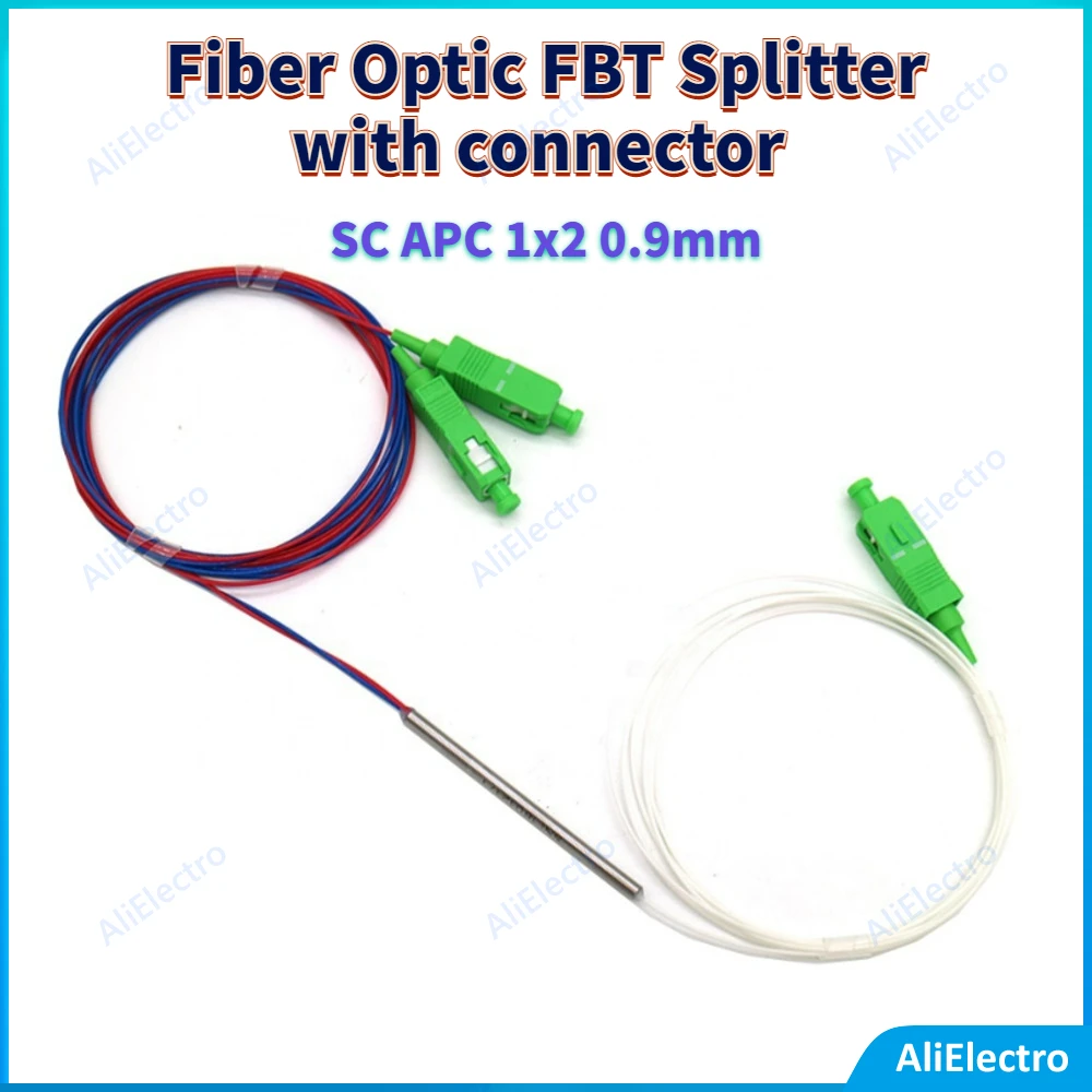 10pcs fiber optic FBT splitter with SC APC connector 1x2 0.9mm ...
