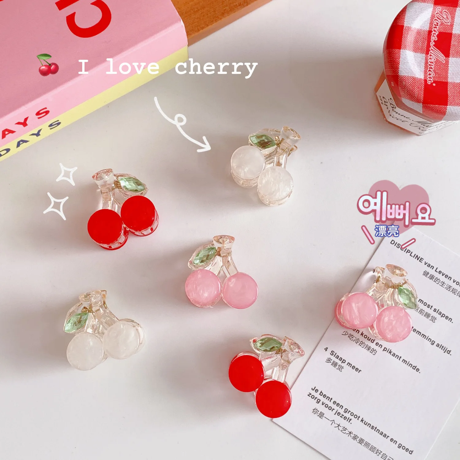 Cute-Candy-Color-Small-Cherry-Hair-Claw-Clip-Luxury-Crystal-Cherry ...