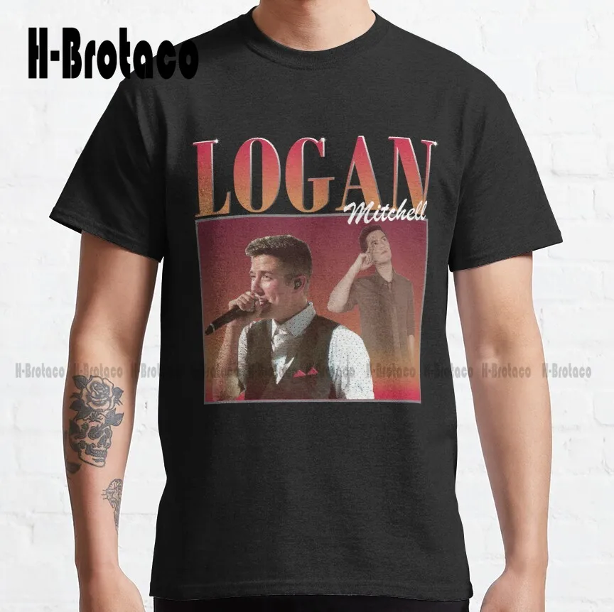 Camiseta-cl-sica-de-Logan-Mitchell-Logan-Btr-Camisa-de-algod-n-con ...