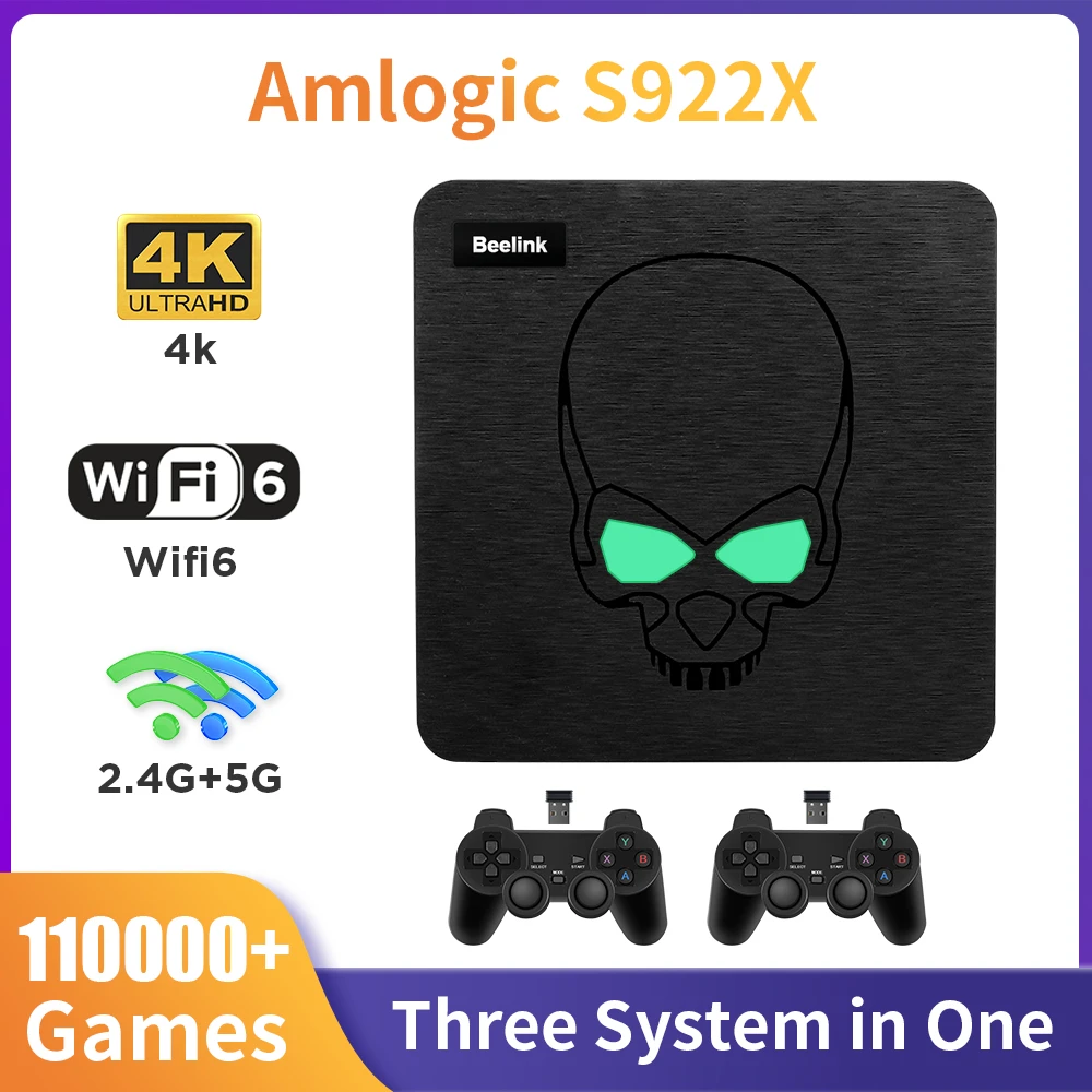 Beelink consolas de videojuegos Retro GT King, Amlogic S922X, WiFi 6 para PSP/PS1/SS/DC/N64/MAME ...