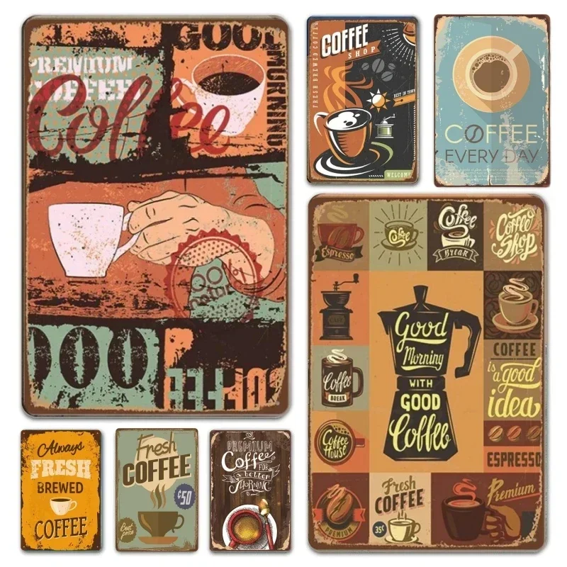 Vintage-Fresh-Coffee-Plaque-Metal-Tin-Signs-Decor-Retro-Drink-Coffee ...