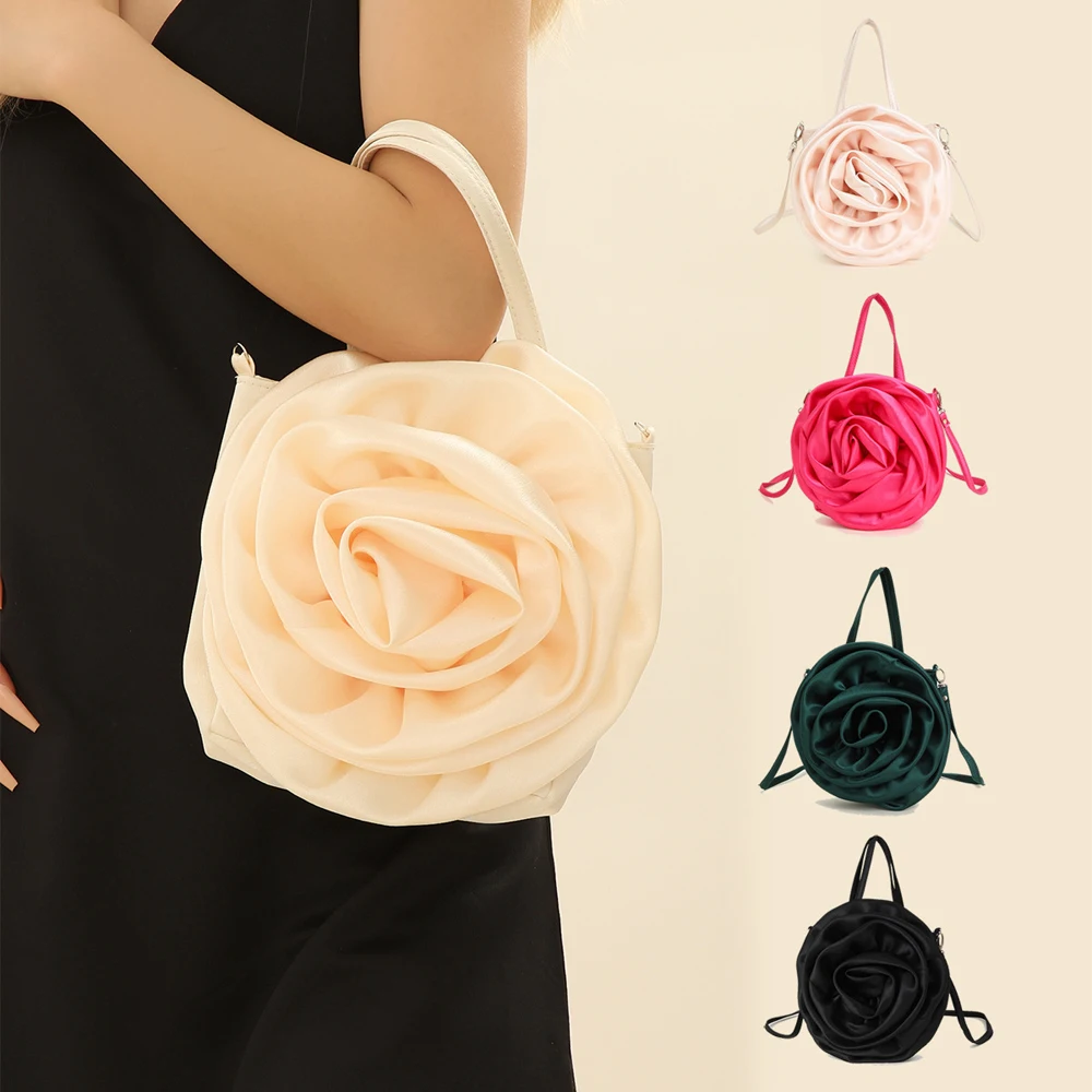 Luxury-Rose-Handbags-Design-Silk-Pleated-Flower-Shoulder-Bag-Women-Red ...