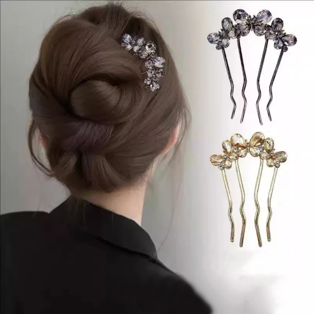 1pc Luxury Rhinestone Butterfly Hair Stick for Women Vintage Elegant ...