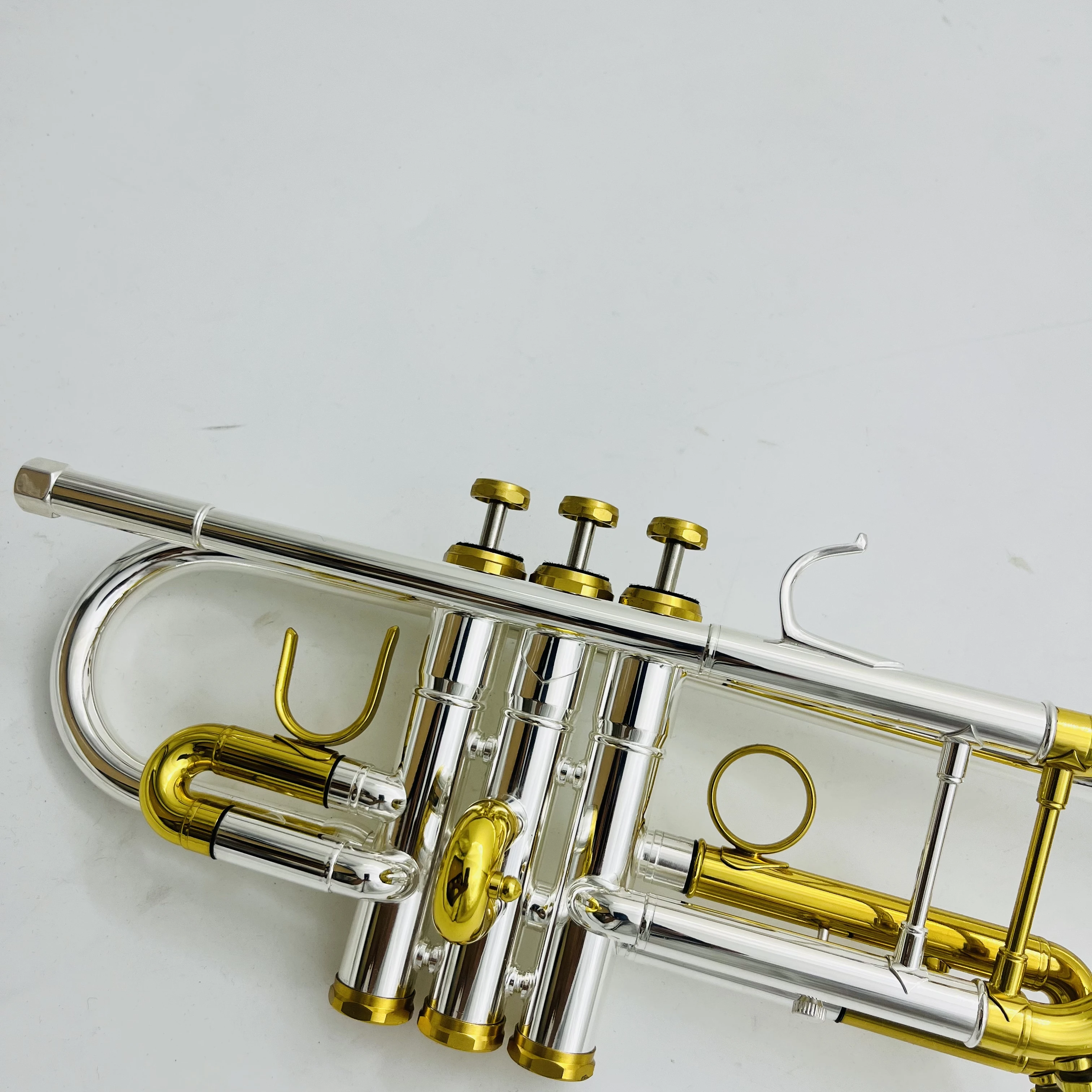 Echte-Bilder-c-Tune-Trompete-Messing-plattiert-Silber-lack-profession ...