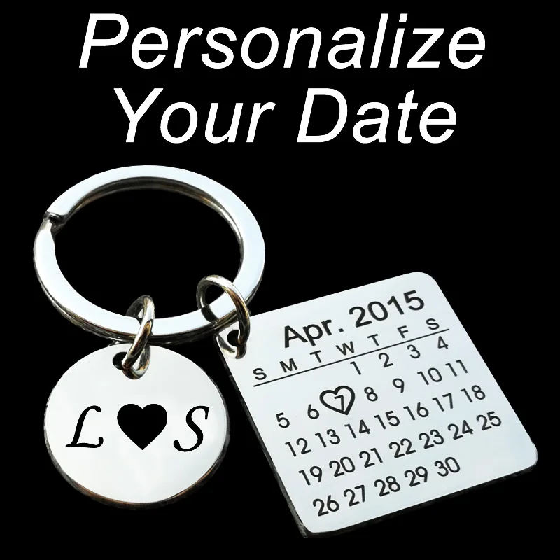 Dropshipping Copilot - Personalized Calendar Keychain Engraved with Your Date Text Signature ...