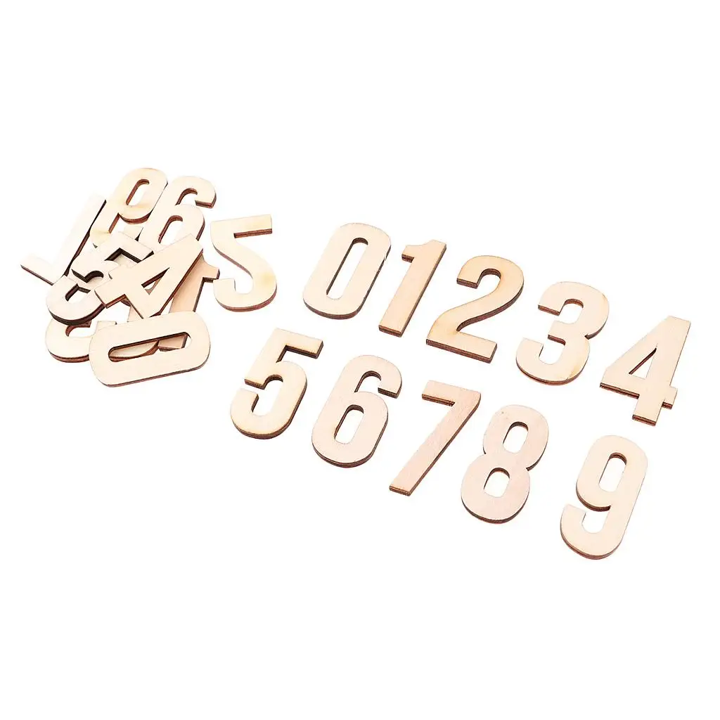 10 Pieces Natural Blank Wood Wooden Numbers Shape Pieces for ...