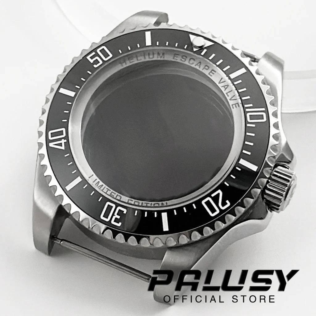 44mm-Silver-DEEP-SEA-Homage-Big-Sapphire-Crystal-Watch-Case-Black ...