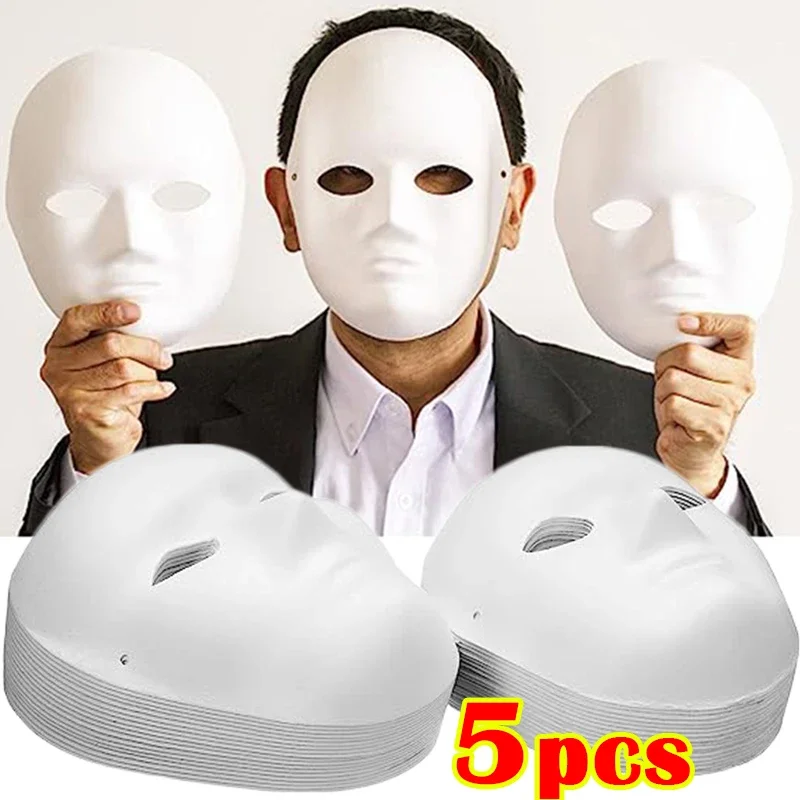 1-5pcs-Blank-PaperWhite-Masks-Halloween-Costumes-DIY-Full-Face-Painting ...