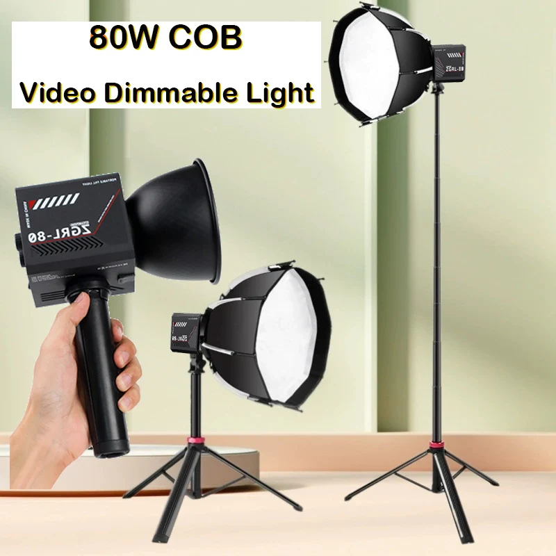 COB Photography Light 10000mAh Battery 80W Professional LED Video Light ...