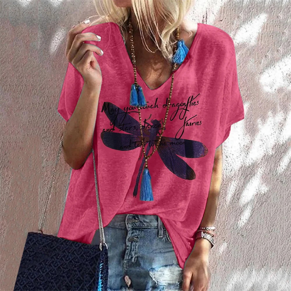 2023 camiseta feminina 3d dragonfly impresso meninas topo de rua com ...