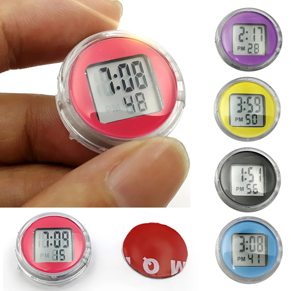 1Pc Mini Waterproof Motorcycle Bike Sticky Digital Display Clock Watch ...