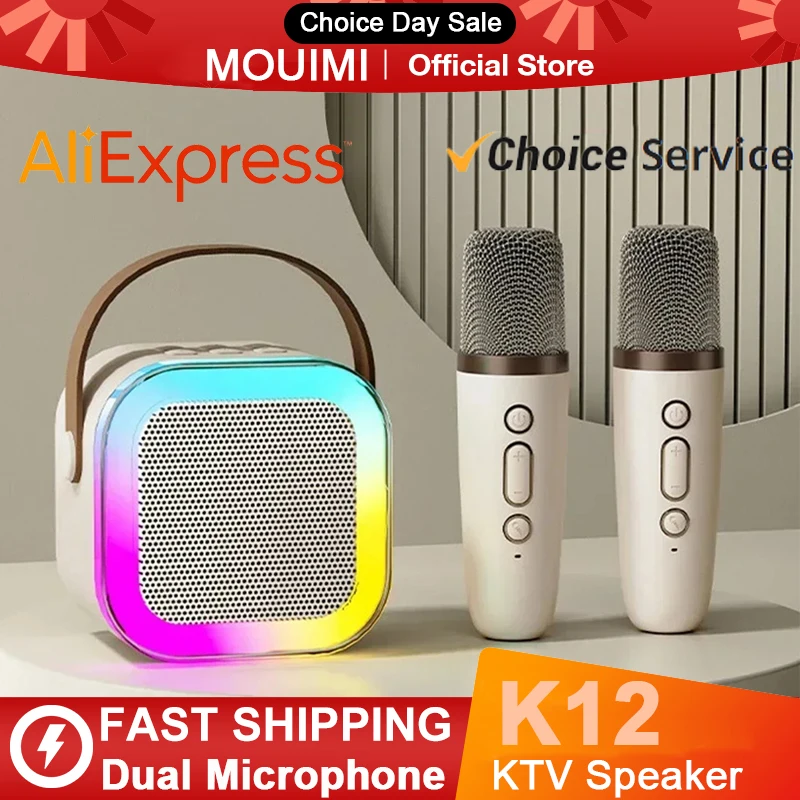 MOUIMI-K12-Mini-Speaker-Colorful-Lights-Mic-Loudspeaker-Wireless-Bluetooth-Microphone-Audio ...