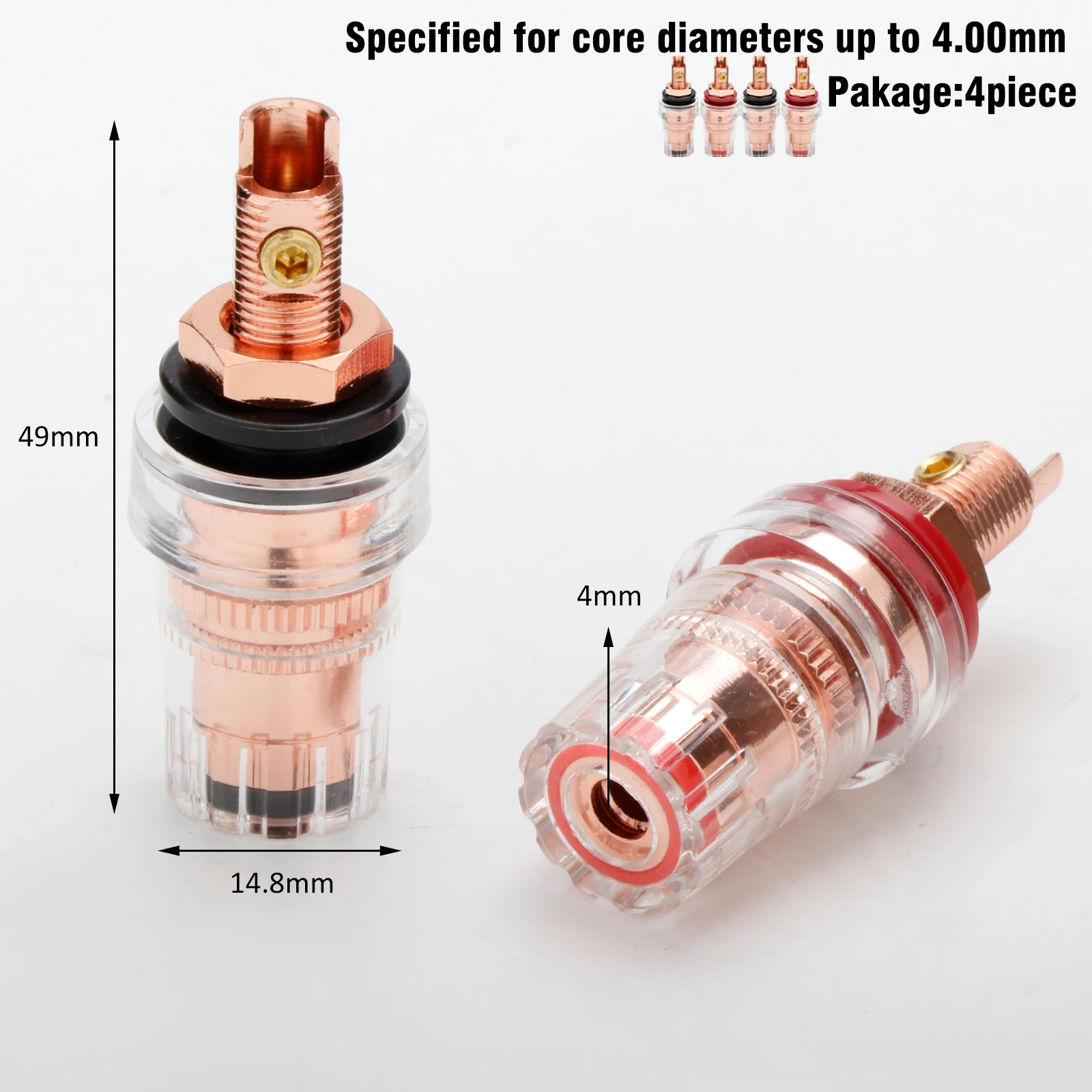 4PCS-Pure-Copper-Binding-Posts-For-Speakers-Connectors-Free-Welding-4MM ...