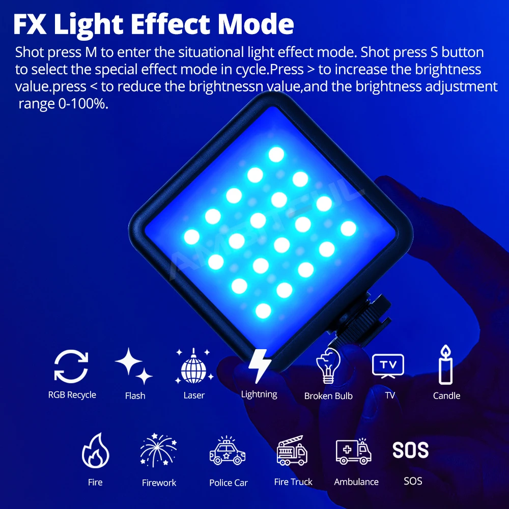 AMBITFUL RGB Camera Lamp Photo Video Lighting for Youtube Tik tok ...