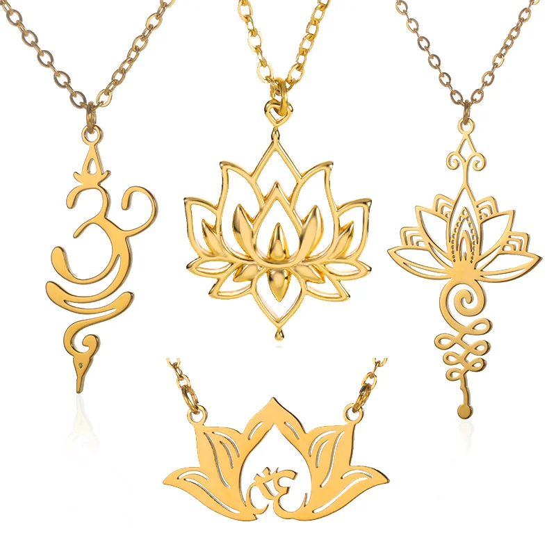 Lotus Flower Necklace For Women Stainless Steel Necklace Fashion ...