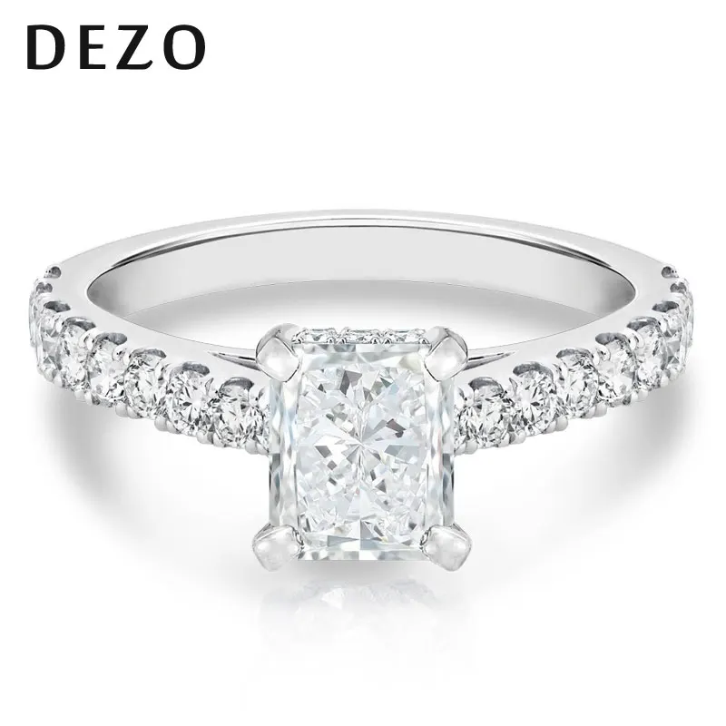 DEZO Radiant Cut 1.5 Ct Moissanite Engagement Ring VVS1 D Color 925 ...