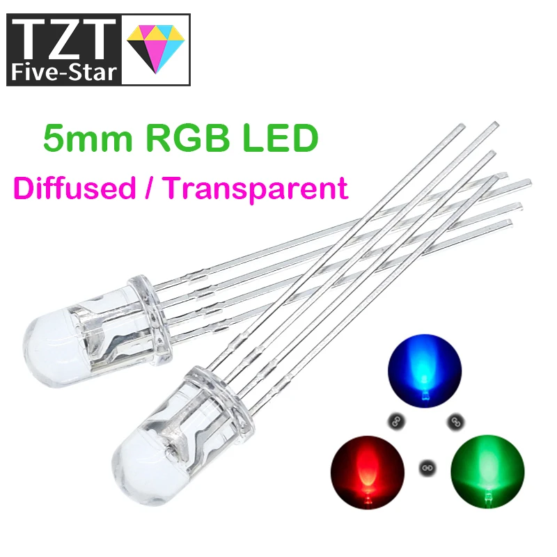 10pcs Multicolor 4pin 5mm Rgb Led Diode Light Lamp Tricolor Round ...