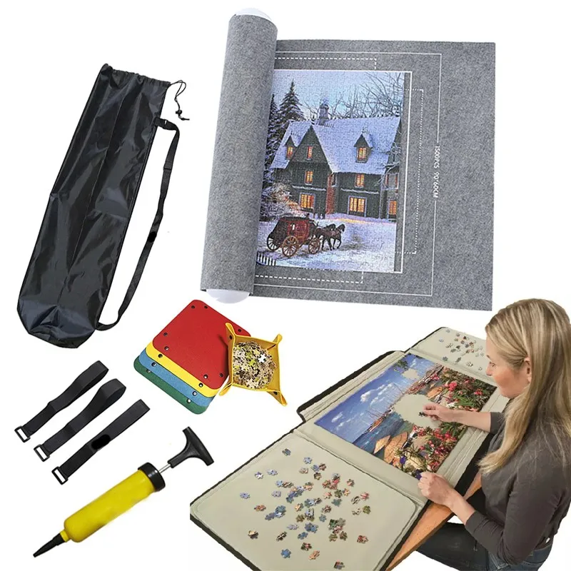 1500pcs Puzzle Playing Blanket with Portable Travel Storage bag Felt ...