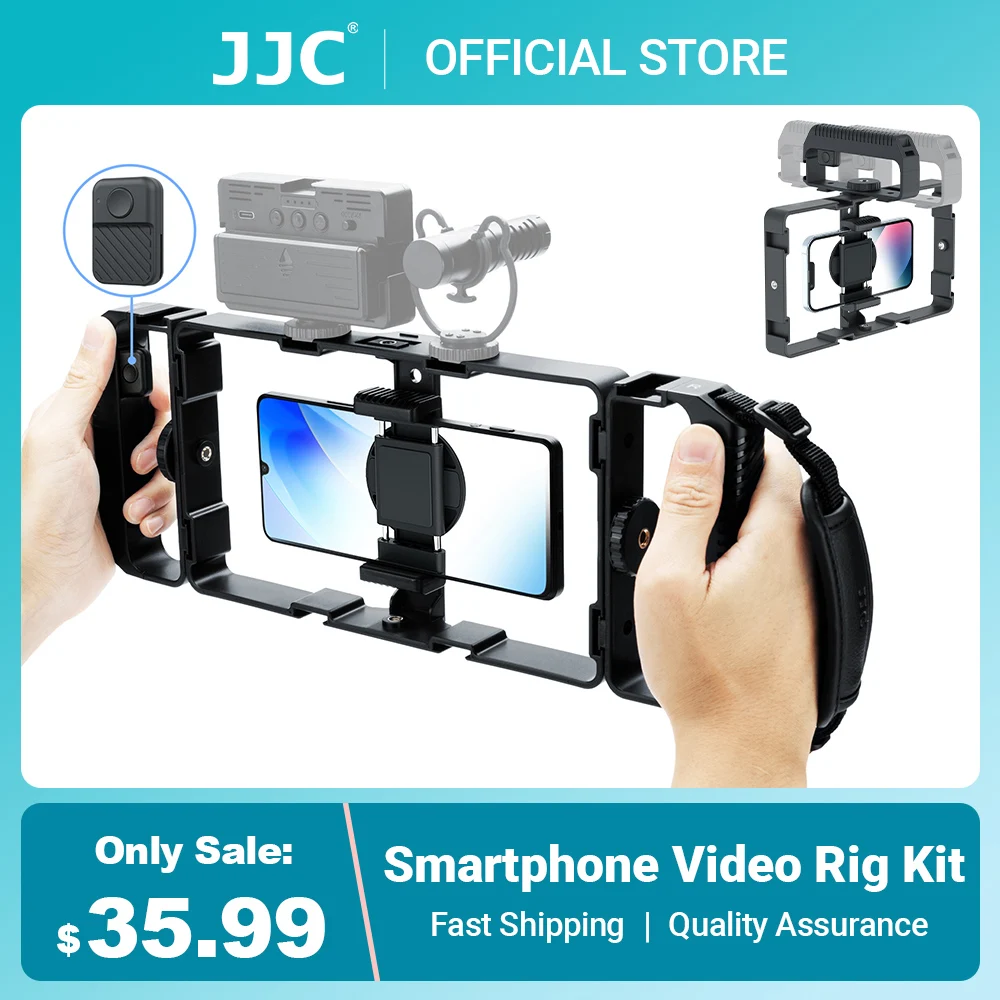 JJC Kit de plataforma de vídeo Universal para teléfono inteligente, soporte de trípode de mano ...