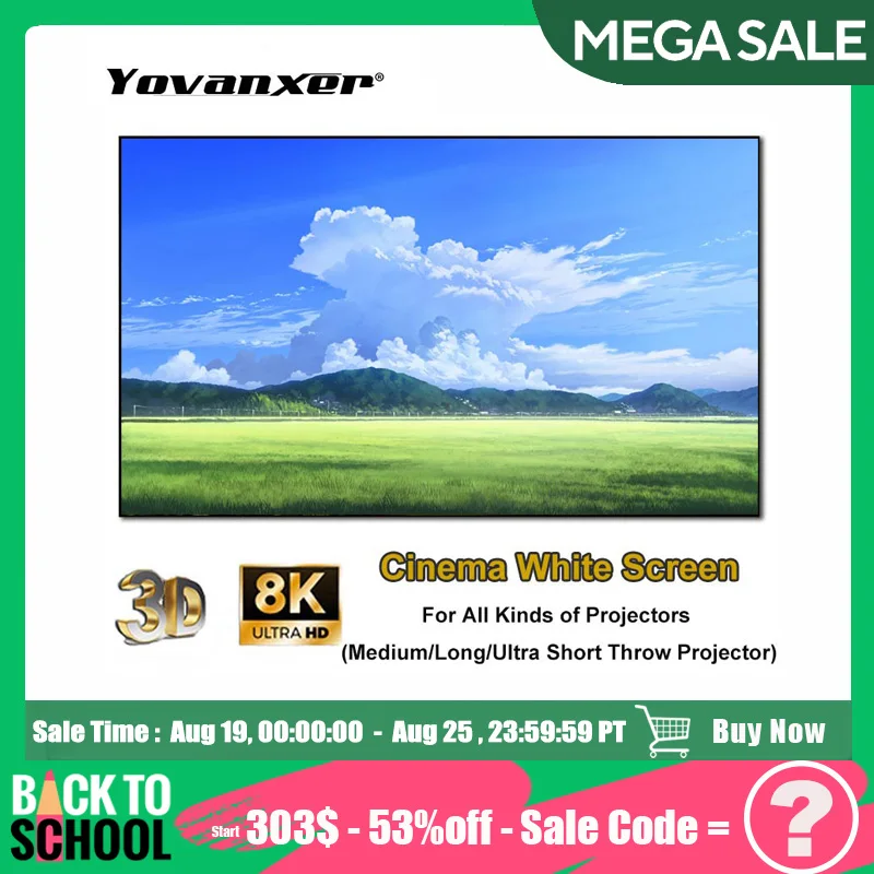 Popular-Classic-Cinema-White-Projector-Screen-HD-4K-Frameless ...