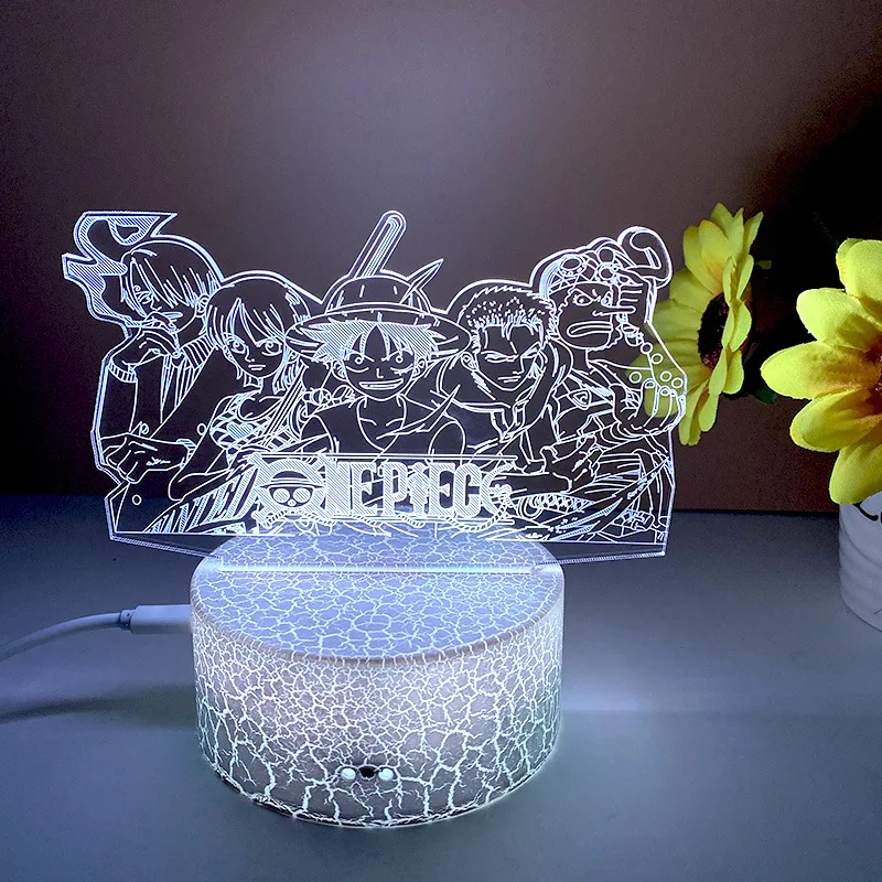 ONE PIECE 3D Night Light Anime Lamp Colors Touch Remote Acrylic Table ...