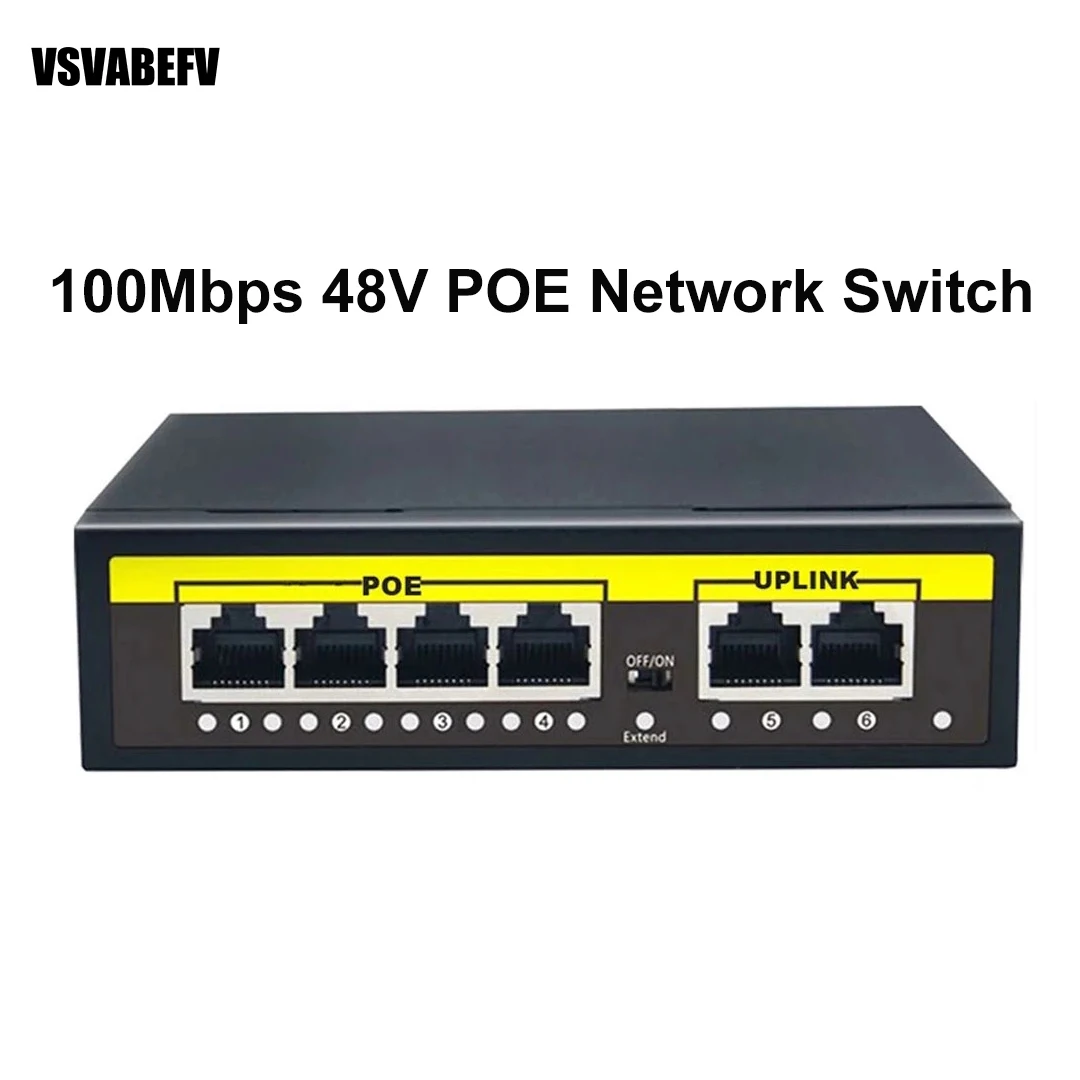 VSVABEFV-48V-POE-Switch-4-Port-Ethernet-Network-Switch-100Mbps-Smart-IP ...