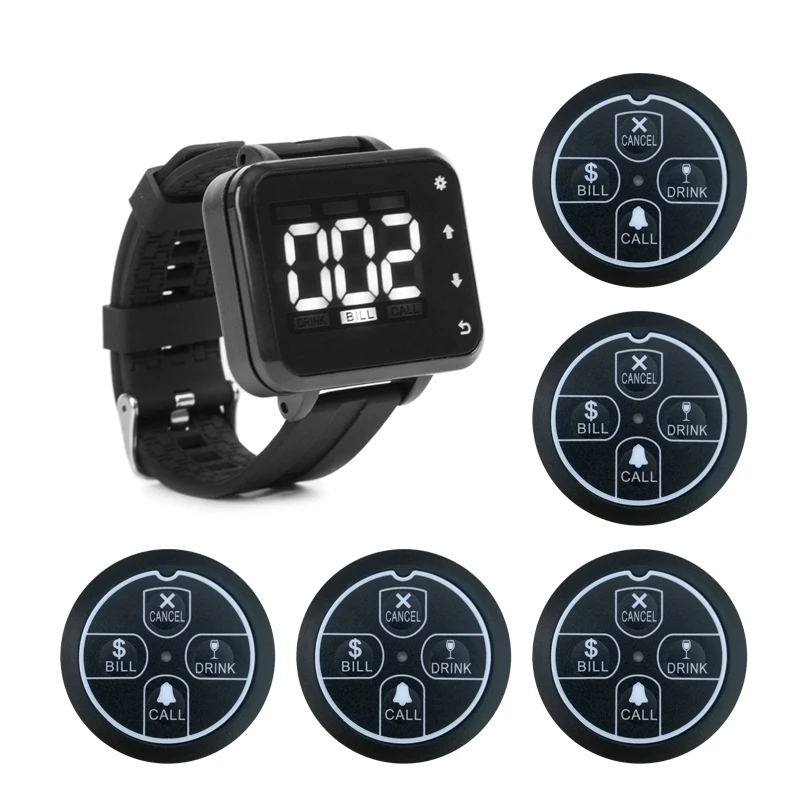 Restaurant-Pager-Beeper-Wireless-Service-Calling-System-5pcs-Table ...