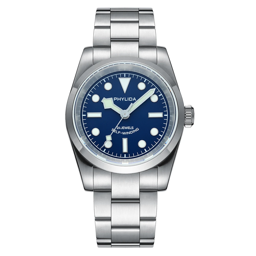 PHYLIDA 37mm Blue Dial NH38 Wristwatch 150M WR Watches for Men ...