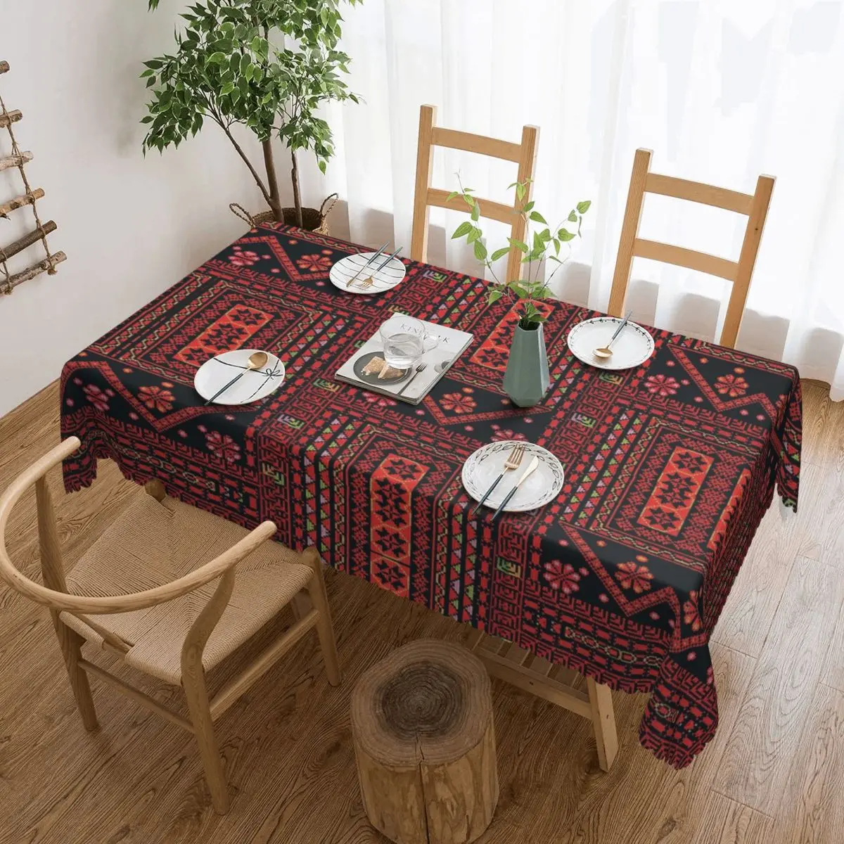 Three-Flowers-Palestinian-Embroidery-Tablecloth-Rectangular-Waterproof ...