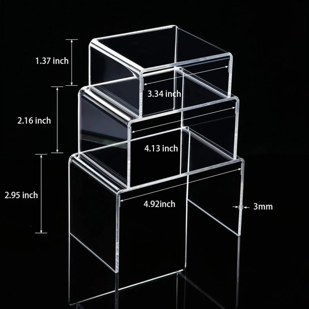 3pcs-Square-Acrylic-Clear-Display-Stands-Showcase-Jewelry-Makeup-Holder ...