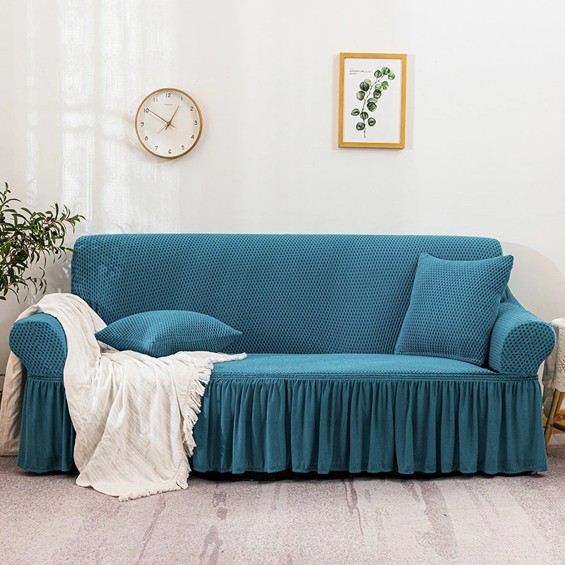 Sofa Cover Seersucker Skirt | Sofa Covers Living Room | Covers Elastic ...