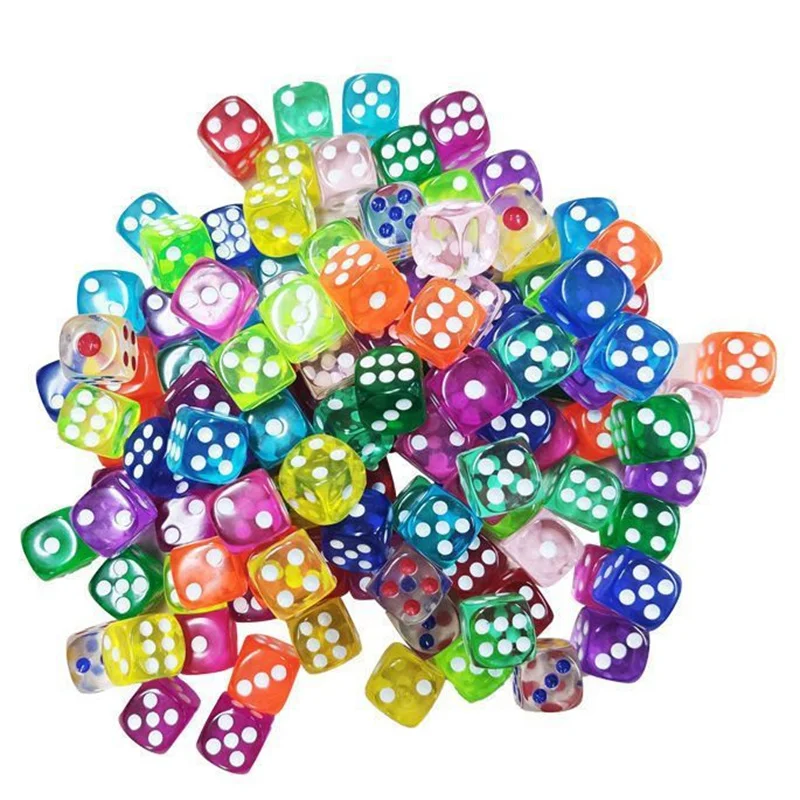 50pieces/lot 14mm Transparent Acrylic 6 Sided D6 Point Dice For Club ...