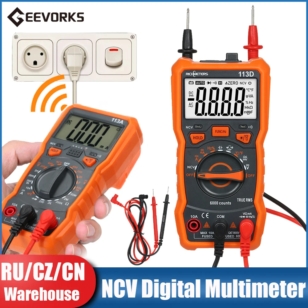 RM113D-NCV-Digital-Multimeter-6000-Counts-Auto-Ranging-AC-DC-Voltage ...