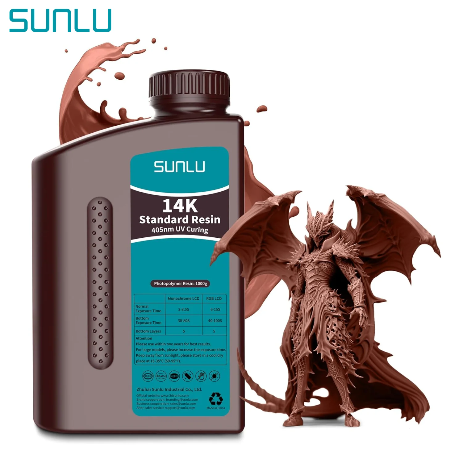 SUNLU-14K-High-Precision-3D-Printing-Resin-Premium-Ultra-Detail-405nm ...