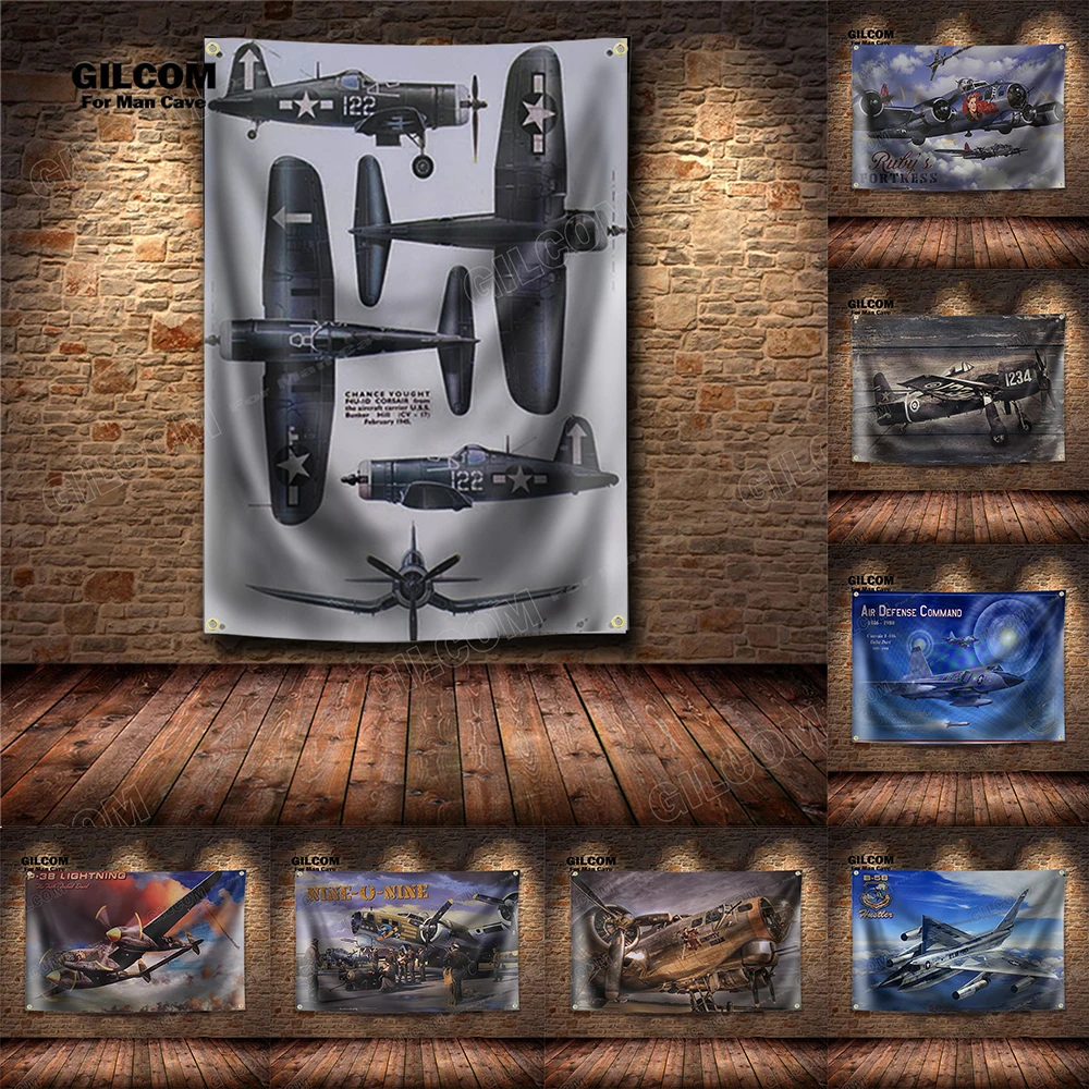 Aircraft-Fighter-Banner-Flag-Airplane-Decoration-Fantasy-Fabric-Poster ...