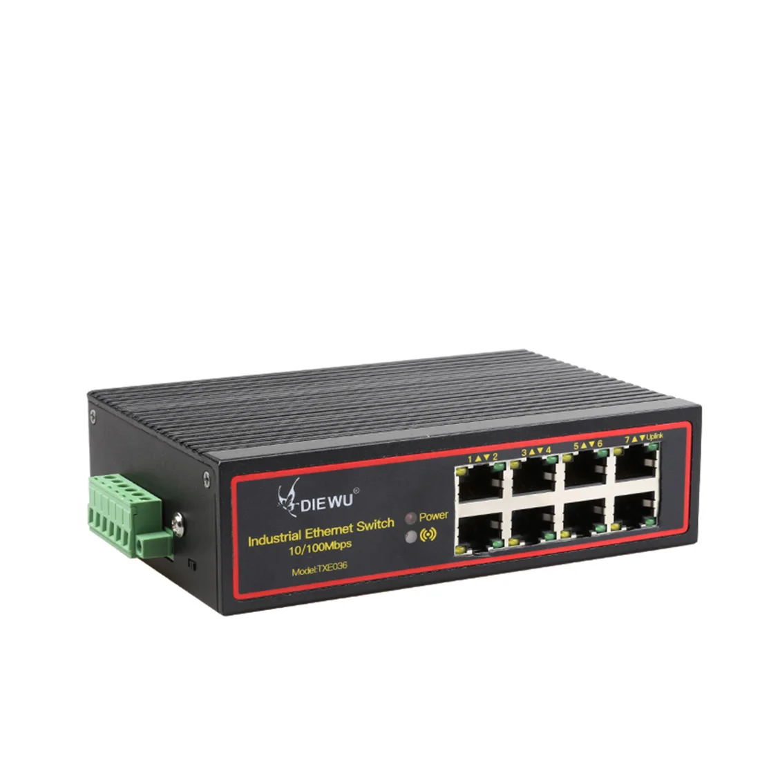 DIEWU 8 Ports Industrial Ethernet Switch 10/100Mbps Network Switch DIN ...
