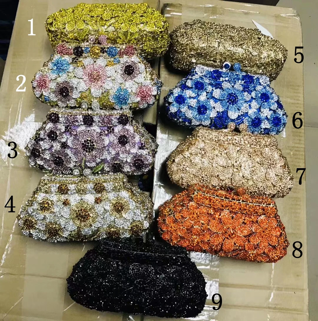 XIYUAN Flower Rhinestone Colorful Crystal Handbag Woman Diamond Wedding ...