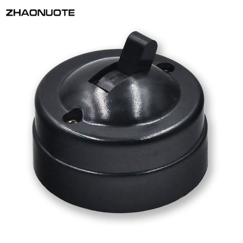 6pcs Retro Toggle Switch Flat Round Surface Mounted Single Control Wall ...