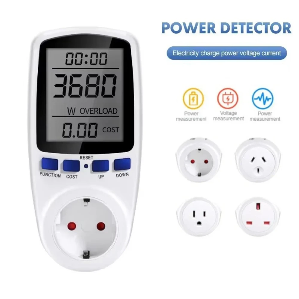 220V Digital LCD Power Meter Wattmeter Socket Wattage Kwh Energy ...