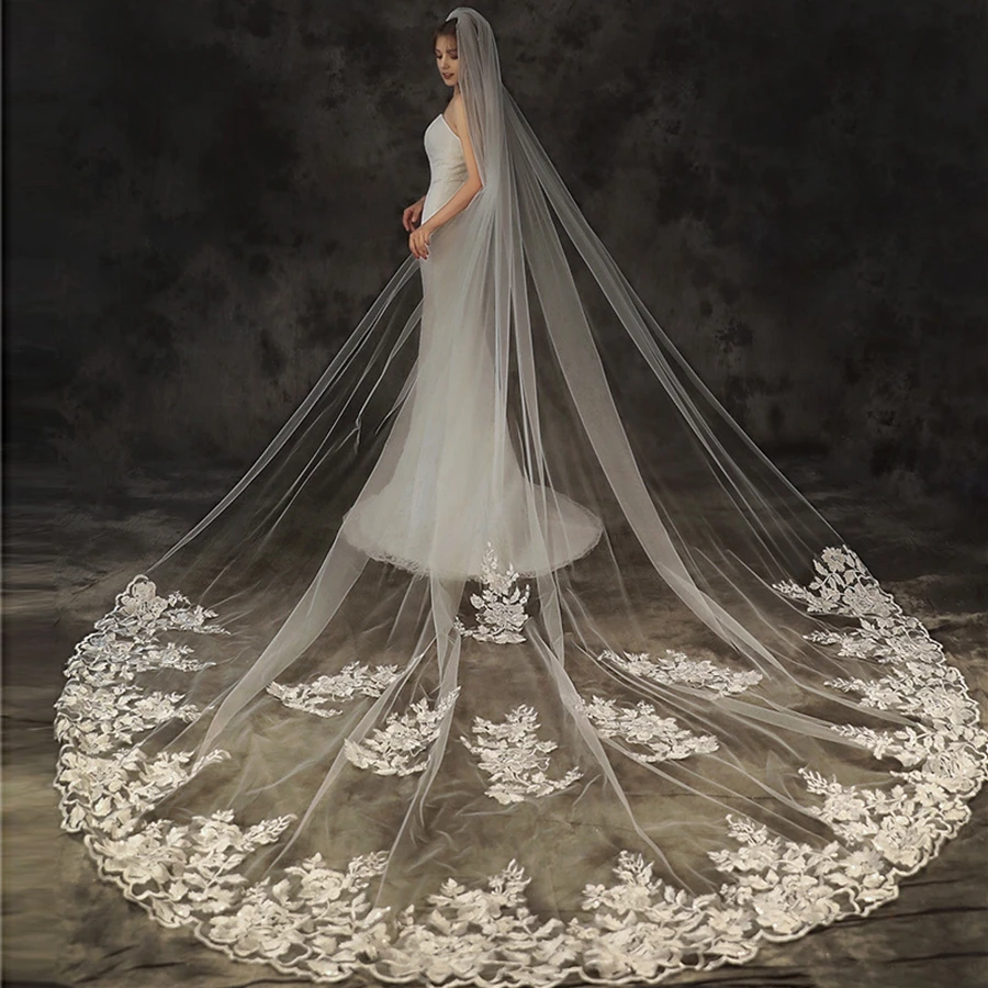 New-Arrival-White-Ivory-Wedding-Veils-Lace-Appliques-Bride-wedding ...