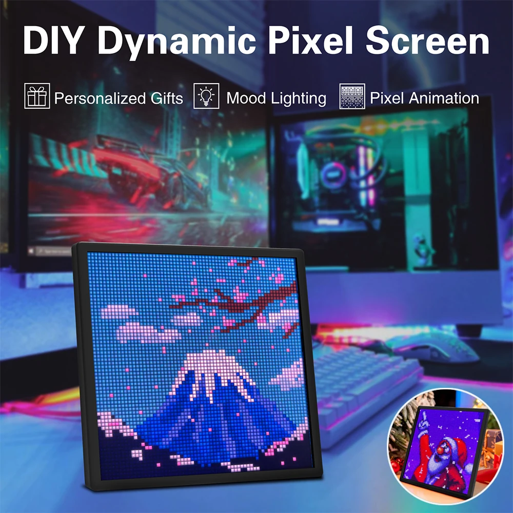 Smart-Dynamic-Pixel-Screen-Desktop-Decorative-Light-Bedside-Night-Light ...