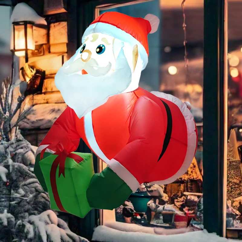 Climbing Window Santa Claus Handheld Gift Box Inflatable Model With LED ...