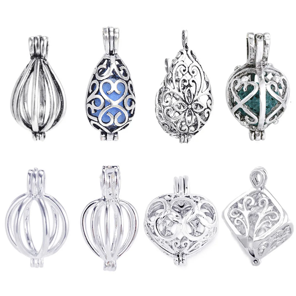 10pc Mixed Pearl Cage Locket Pendants Vintage Aromatherapy Mermaid ...