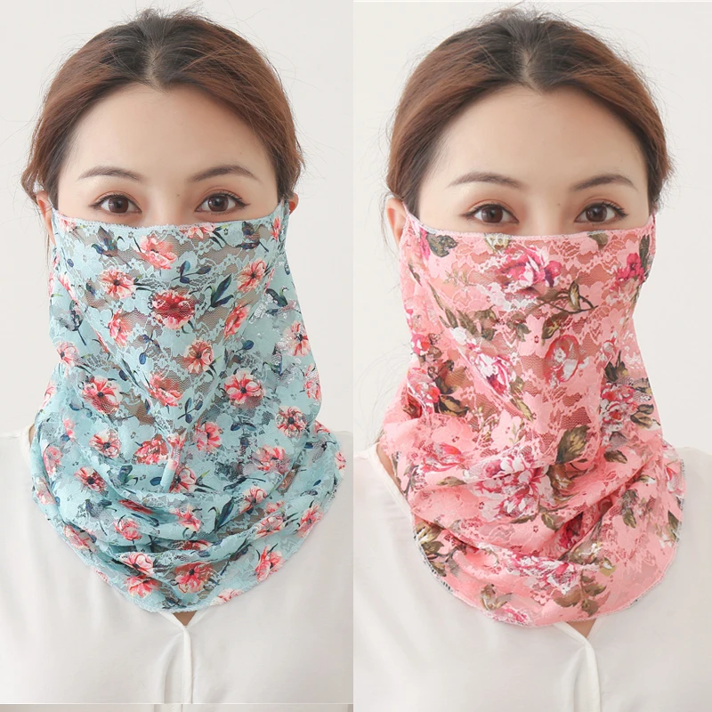 Summer Face Scarf for Women Sunscreen Ring Neck Scarves Foulard Bandana ...