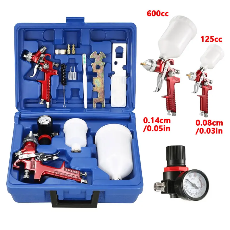 Air-Gravity-Spray-Gun-Kit-Auto-Paint-Gun-Locking-Air-Pressure-Regulator ...