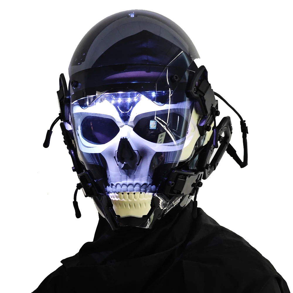 Led-Luminous-Skeleton-Punk-Mask-Futuristic-Techwear-disguise-Helmet ...